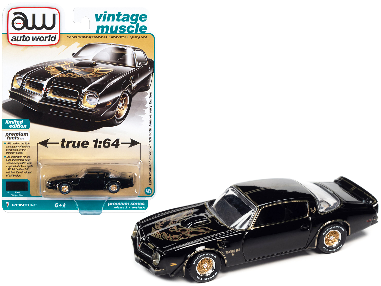 1976 Pontiac Firebird Trans Am 50th Anniversary Ed Black w/Gold Bird ...