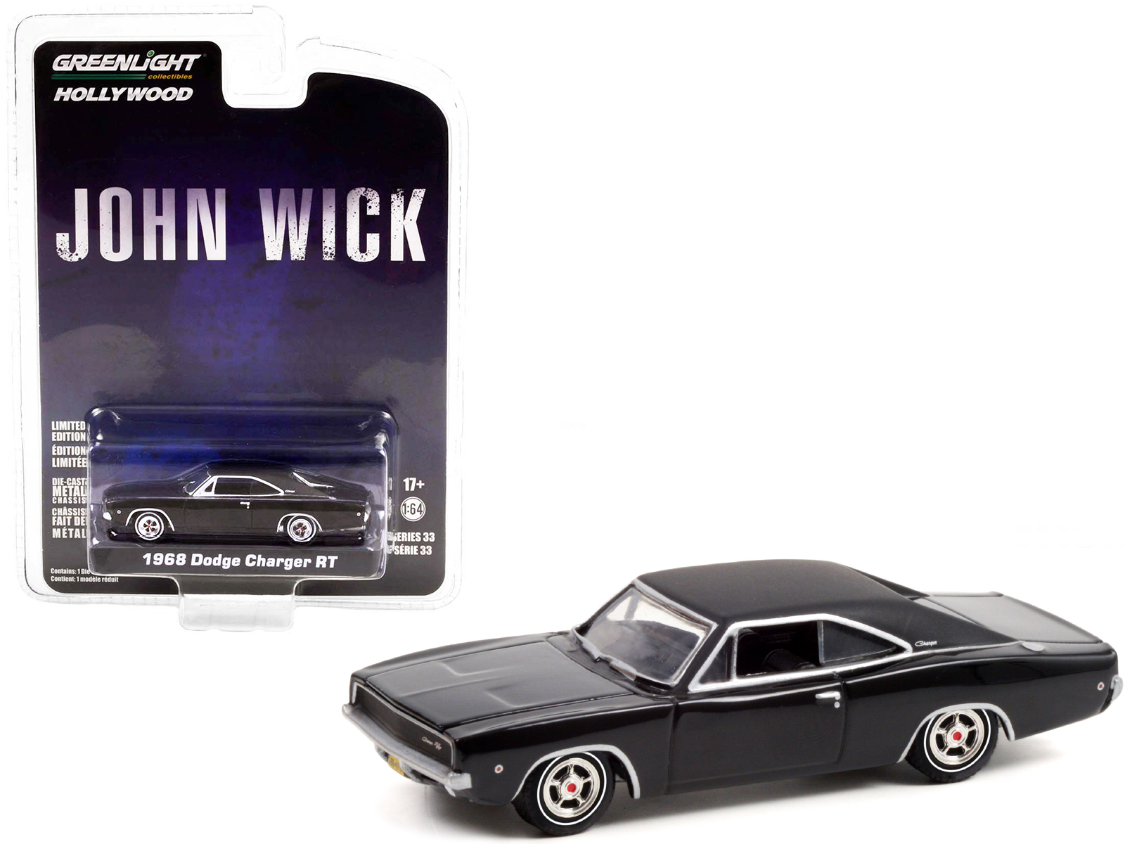 GreenLight 1968 Dodge Charger R/T Gloss Black with Vinyl Black Top ...