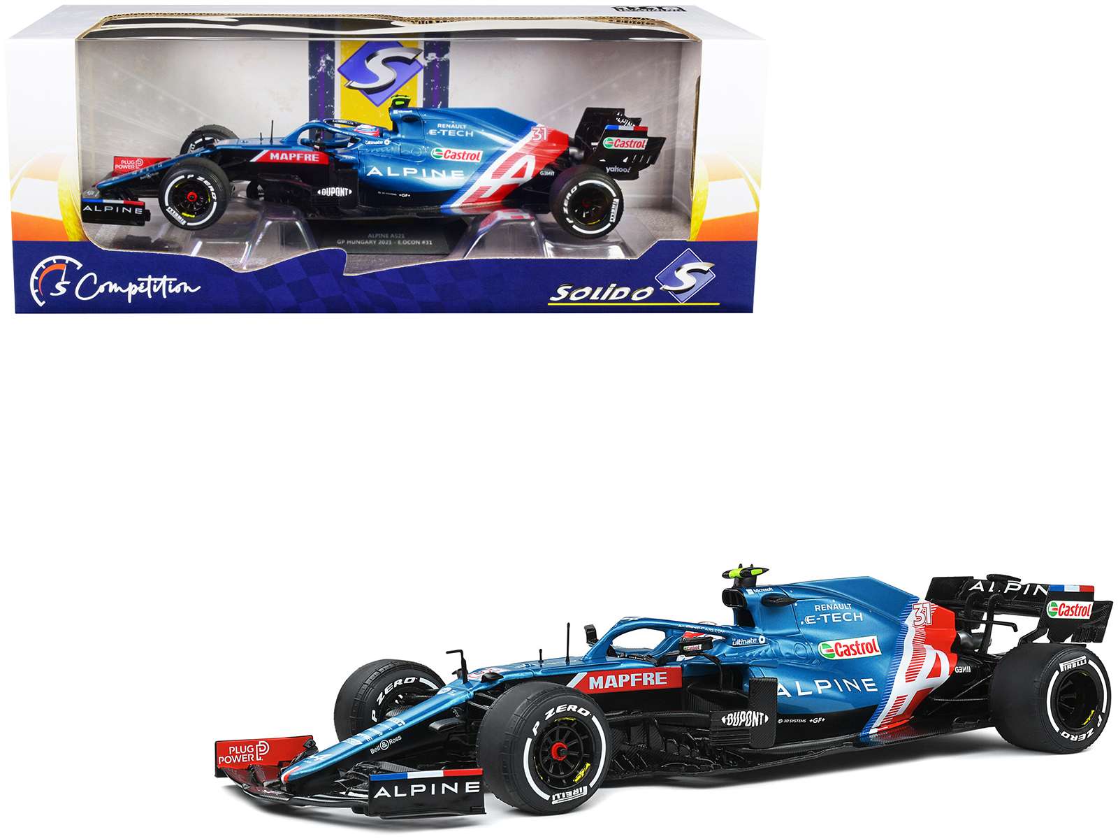 Alpine A521 #31 Esteban Ocon Formula One F1 Hungarian GP (2021) "Competition" Series 1/18 ...