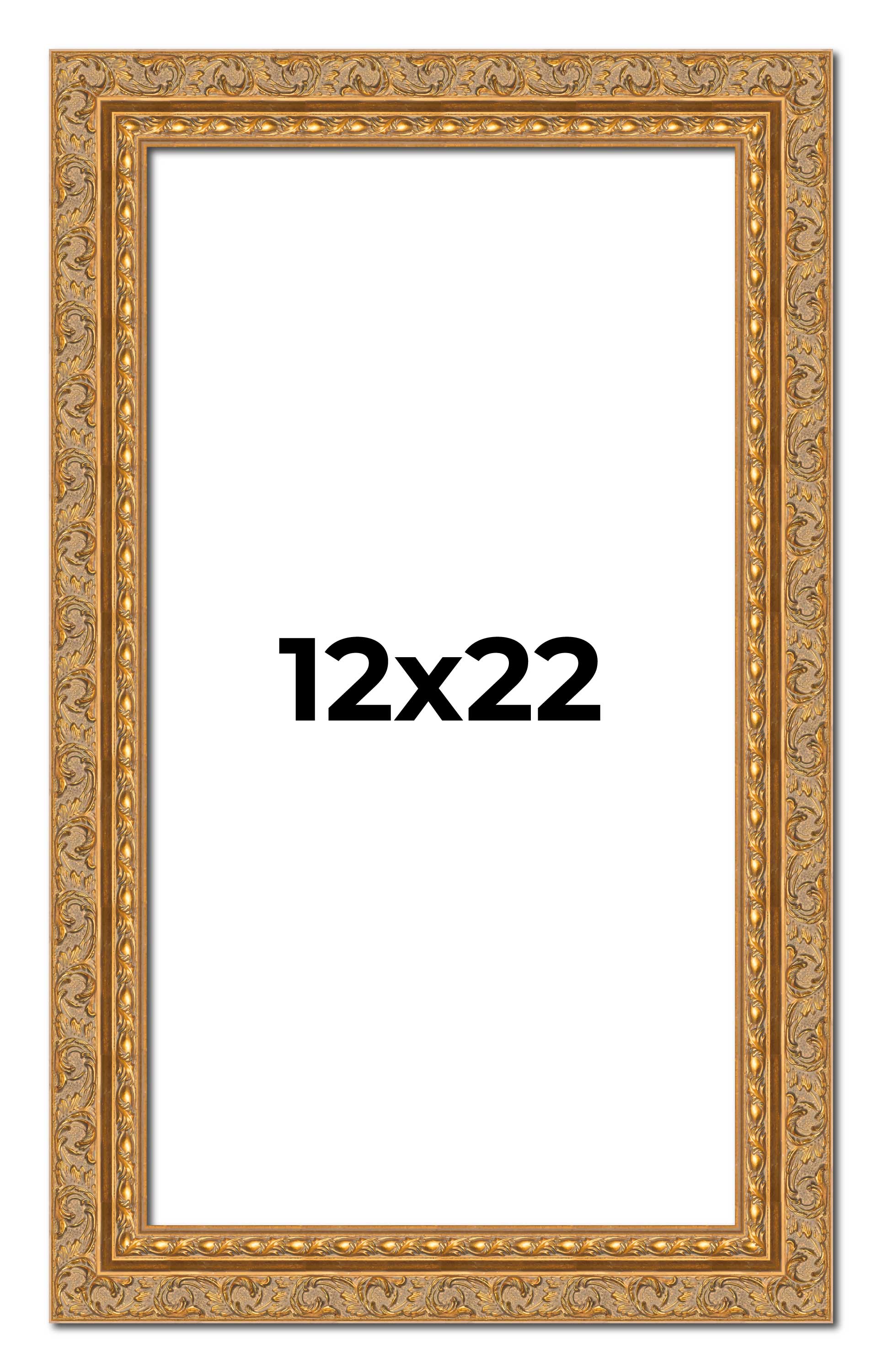 12x22 Frame Gold Ornate Solid Wood Picture Frame | 2 Inch Moulding ...