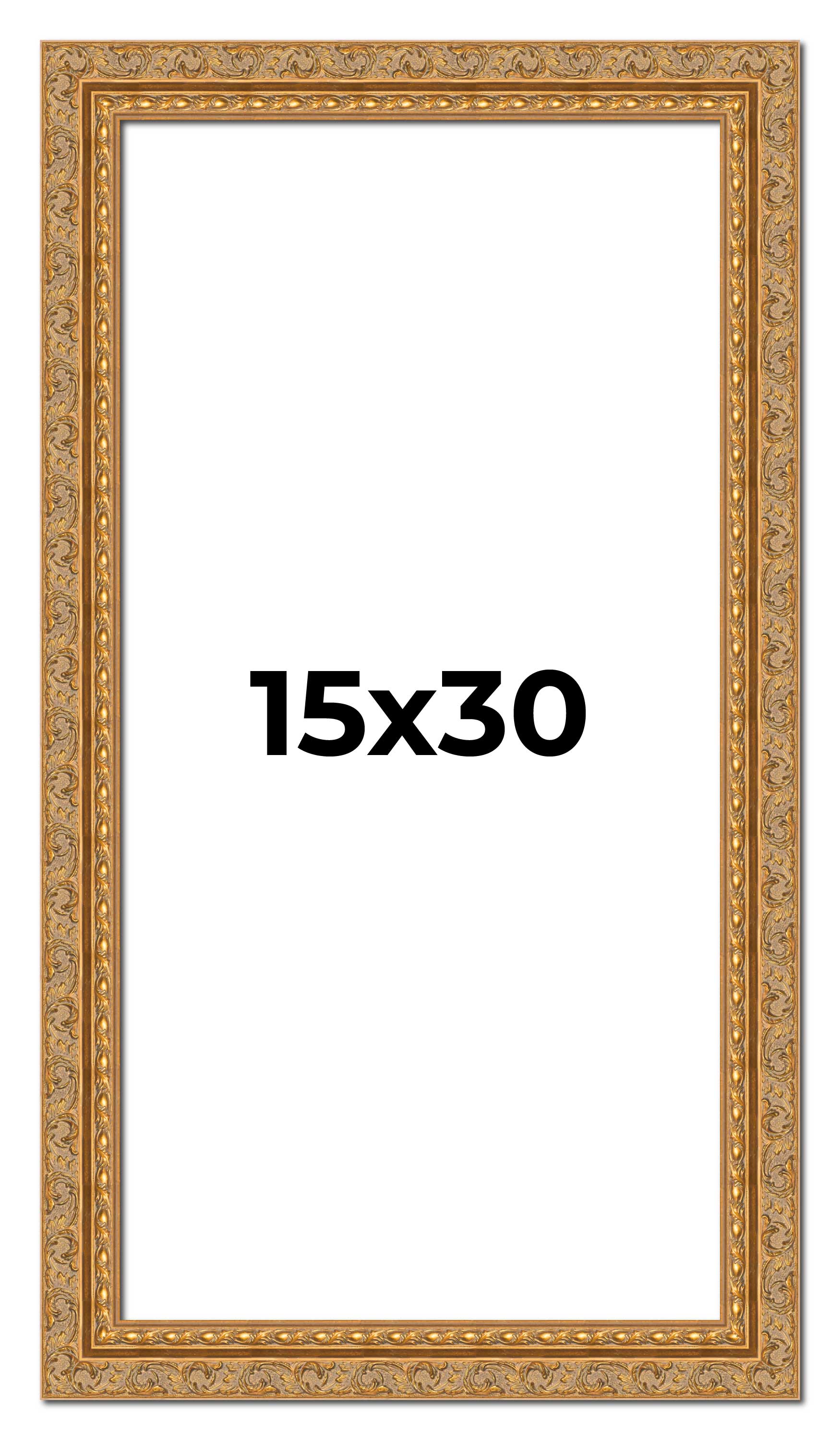 15x30 Frame Gold Ornate Solid Wood Picture Frame | 2 Inch Moulding ...