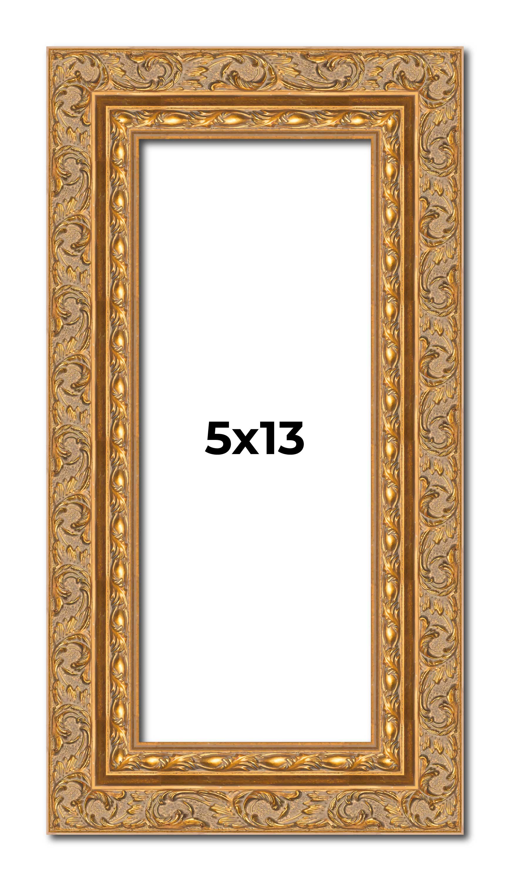5x13 Frame Gold Ornate Solid Wood Picture Frame | 2 Inch Moulding Width ...