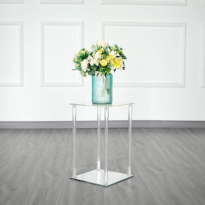 Clear Crystal Rectangular Stand Flower Vase Column Wedding Home ...