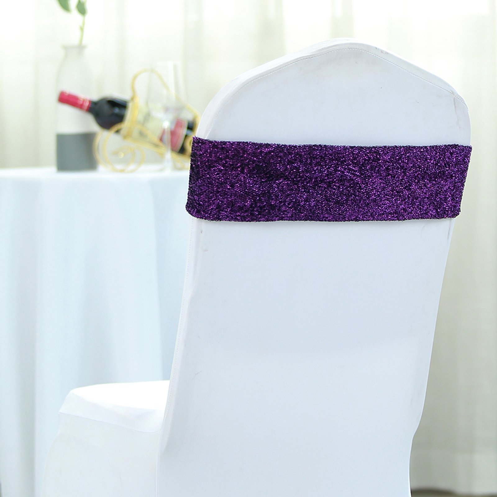 Metallic Spandex CHAIR SASHES Bows Ties Wedding Reception Decorations ...
