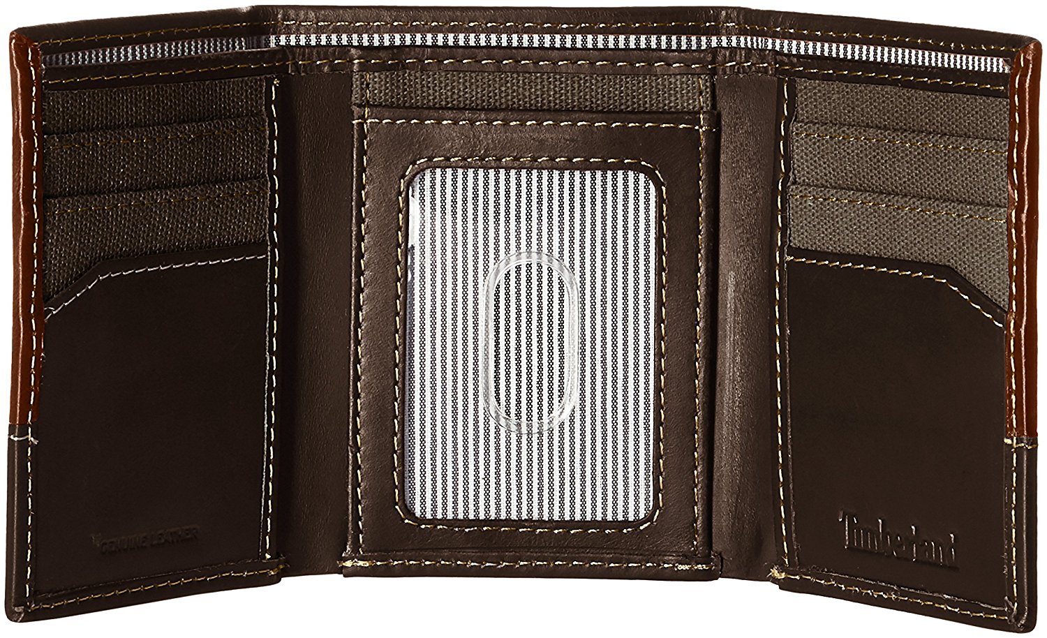 Timberland Men's Baseline Canvas-Genuine Leather Trifold Wallet
