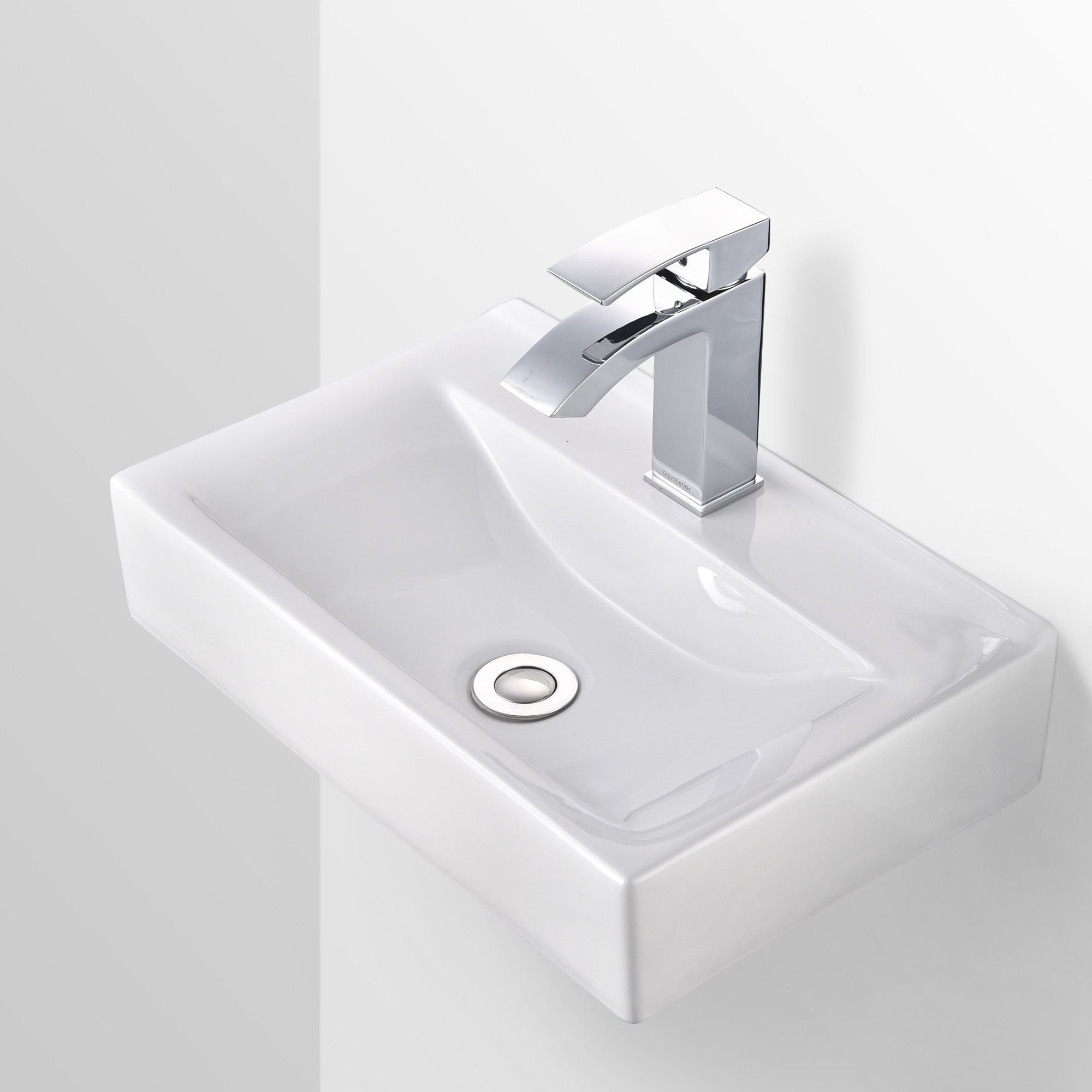 Aquaterior Bathroom Vessel Sink Porcelain Ceramic Basin Drain White ...