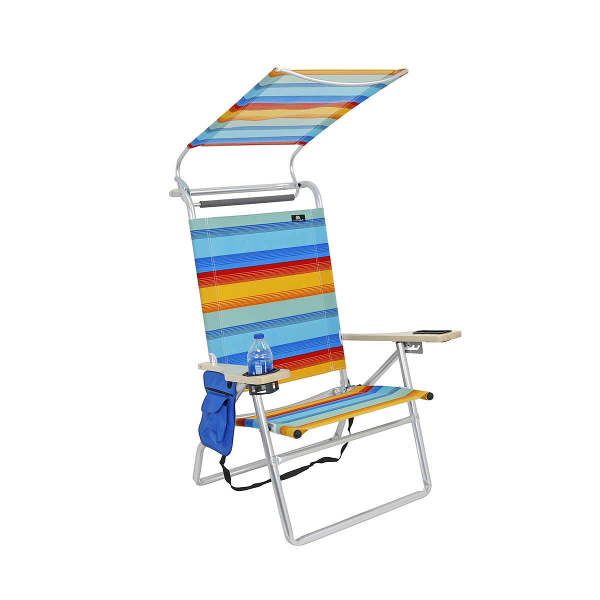 Deluxe 4 position Aluminum Beach Chair with Canopy Shade & Storage ...