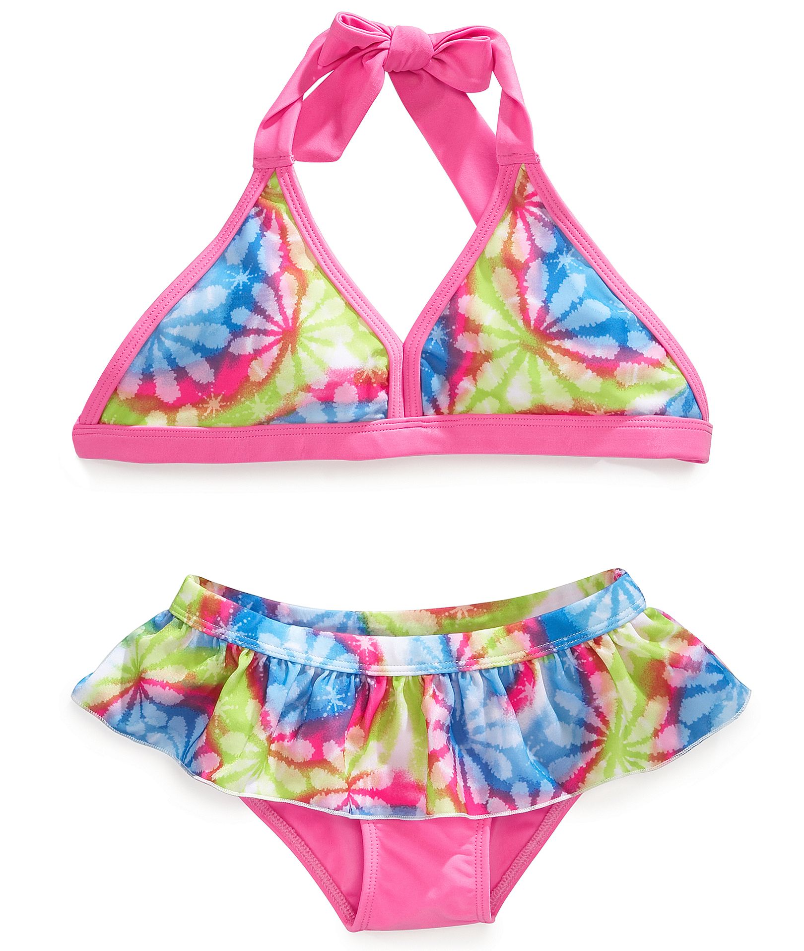 Pink Platinum Little Girls 2-Pc Floral Swirls Bikini Swimsuit Swim ...