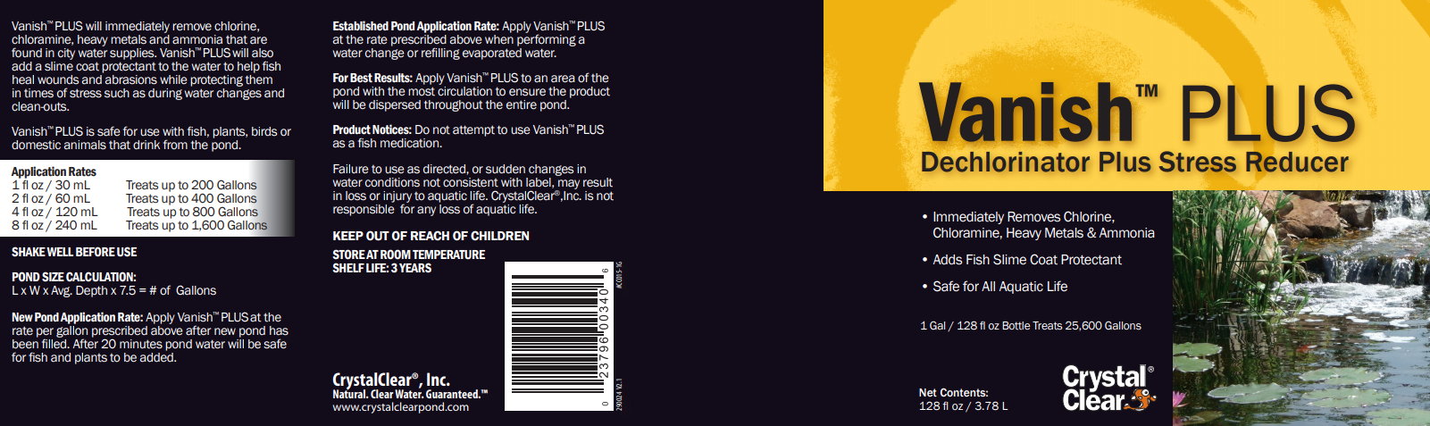 Winston Crystal Clear Cc015-1g 1 Gallon Vanish Liquid Dechlorinator for ...