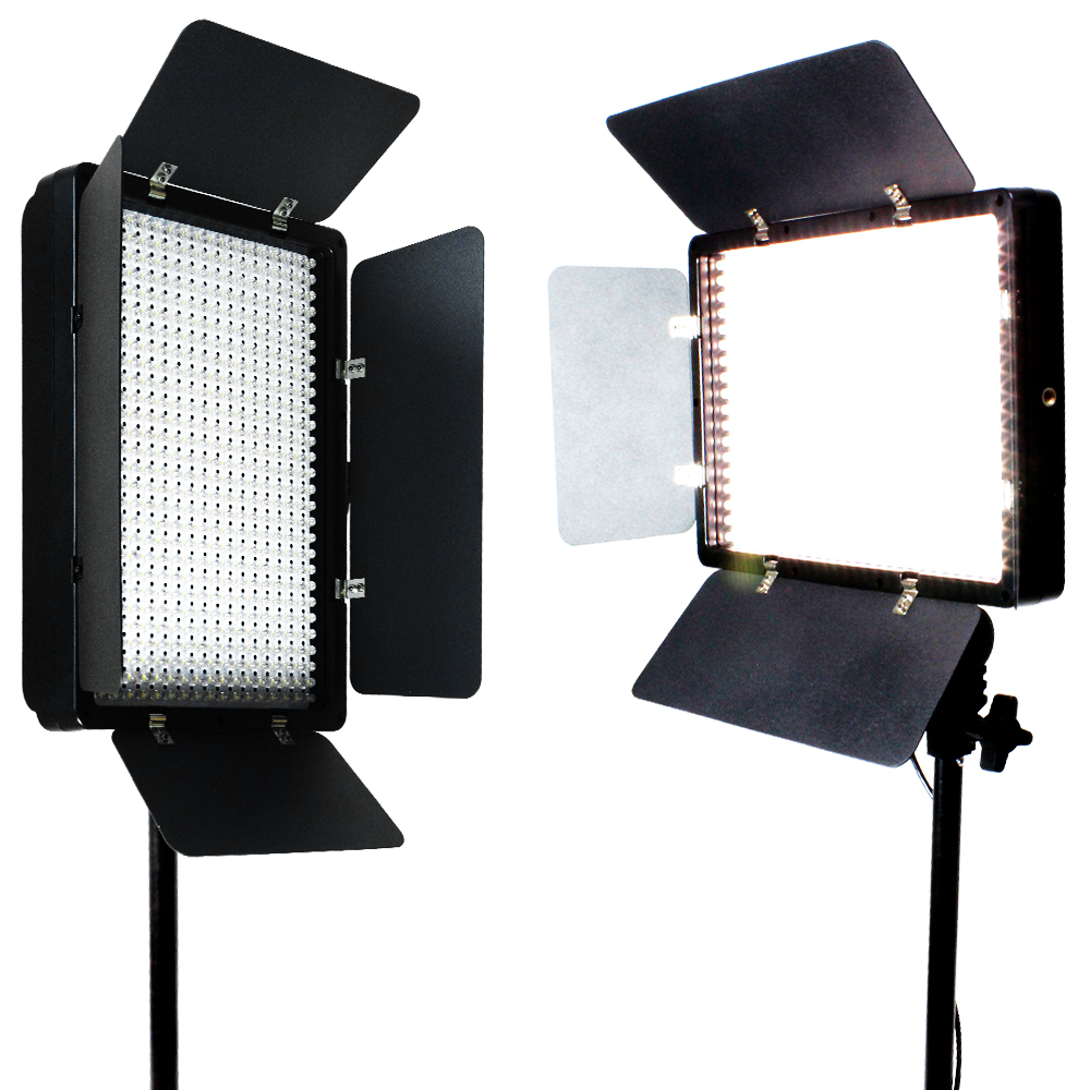 2 X 500 LED Light Panel Kit Photography Video Studio Lighting Dimmer ...