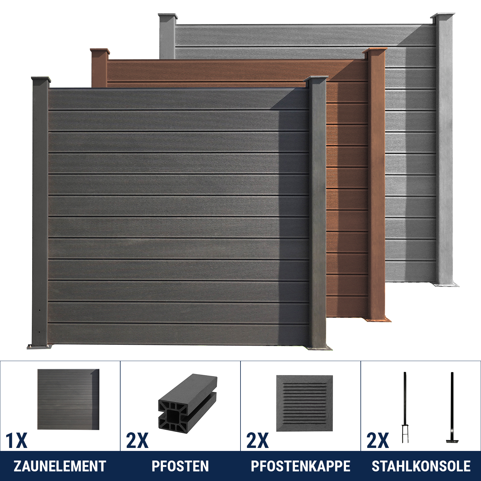 Wpc Zaun Sichtschutzzaun Set Anthrazit Grau Gartenzaun Lamellenzaun