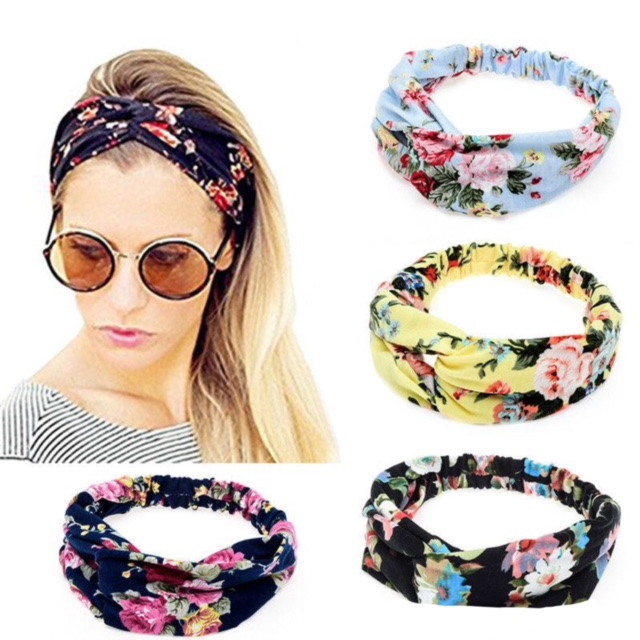 Women Headband Boho Floral Style Criss Cross Head Wrap Hair Band Ebay