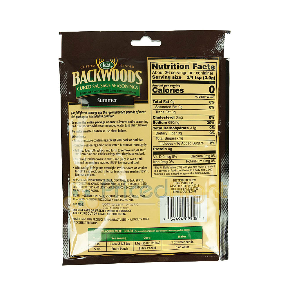 LEM Backwoods Summer Cured Sausage Seasonings (Seasons 5 Lbs) for sale ...
