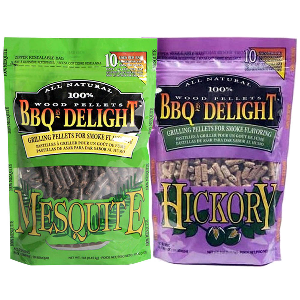 PEL1-MESQ/HICK BBQr's Delight 2 Pack Mesquite & Hickory Natural Wood ...