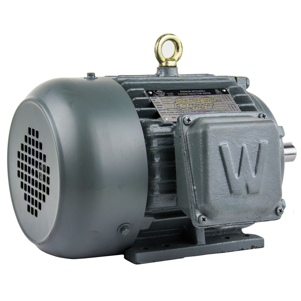 2 HP 3 Phase Electric Motor 1800 RPM 145T Frame TEFC 230/460V Premium ...