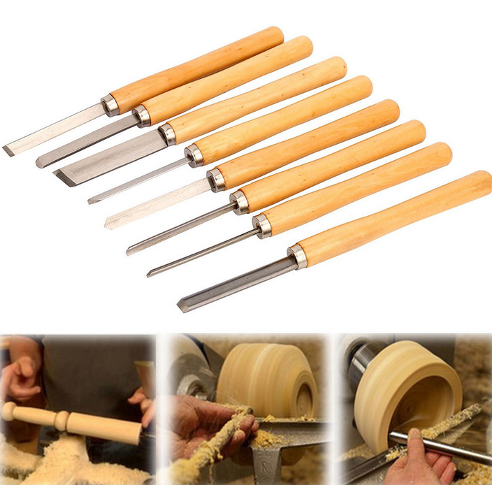 8 Pieces Vintage Wood Turning Lathe Chisels Woodturning Chisel Skew ...