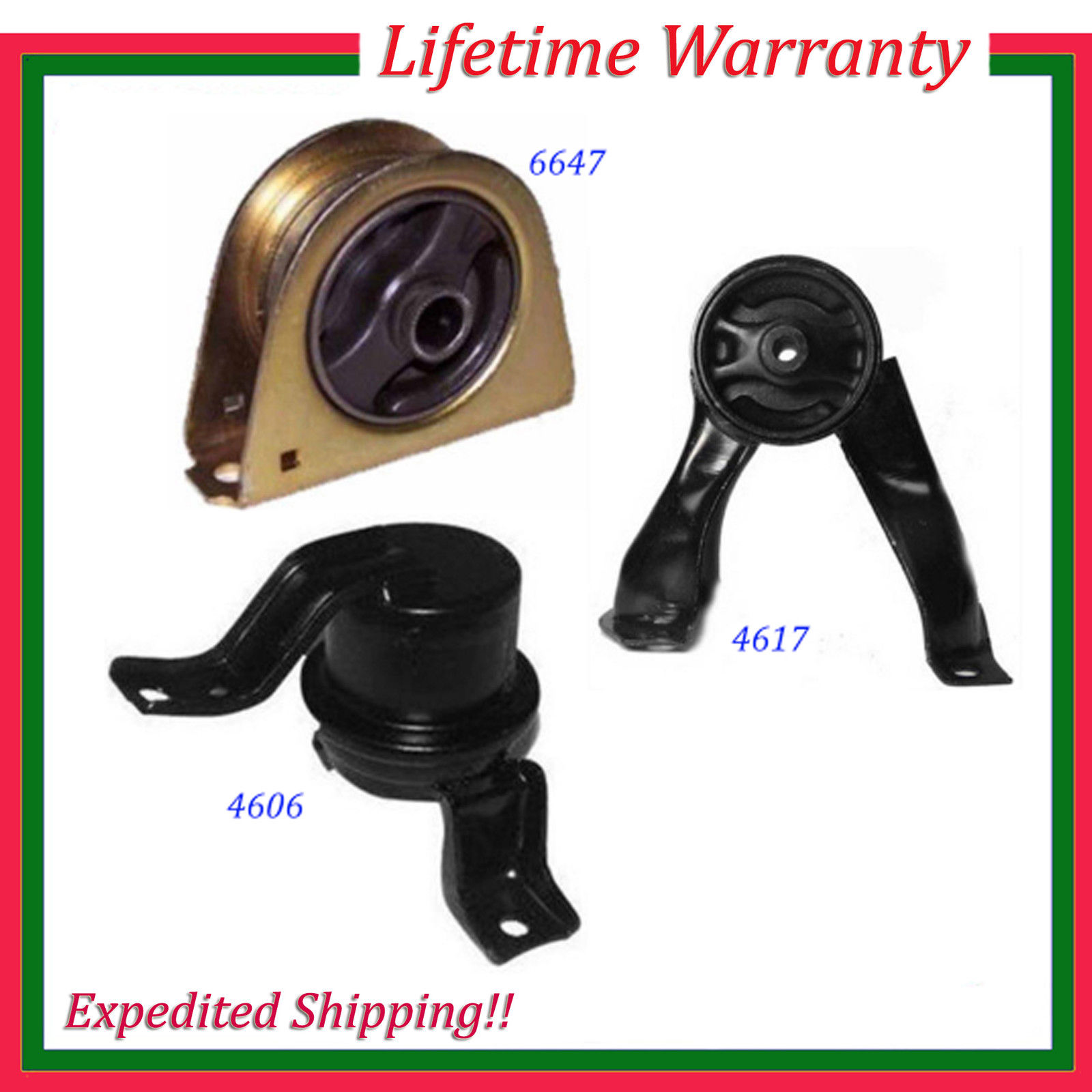 For 02-07 Mitsubishi Lancer 2.0L Engine Motor Mount Kit 3PCS 6647 4606 ...