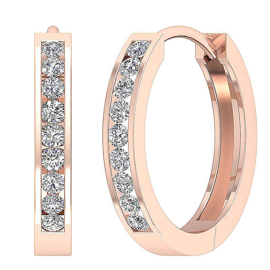 Natural Diamond Channel Set I1 G 0.40 Ct 14K Yellow Gold Appraisal Hoop ...