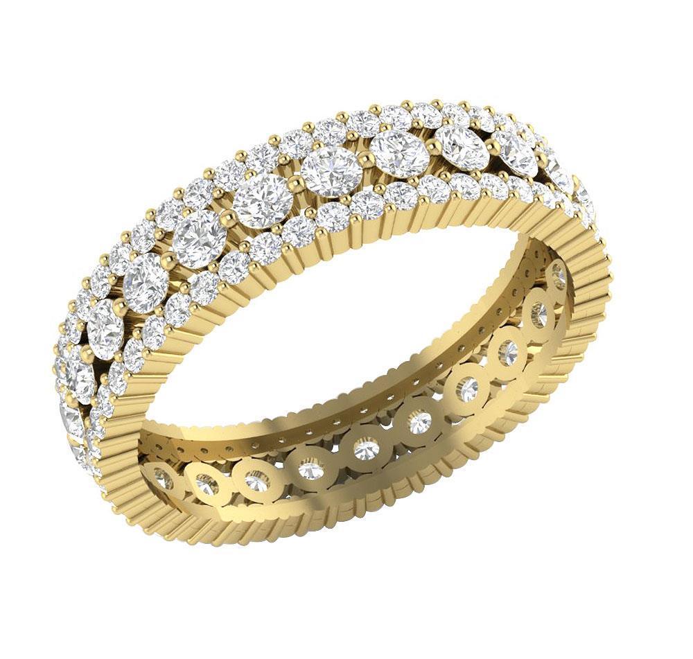 SI1 G Round Diamond 2.00Ct 14K Solid Gold Eternity Wedding Ring ...