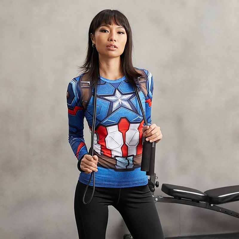 Women Marvel Superhero Compression T Shirt Gym Sport Fitness Costume