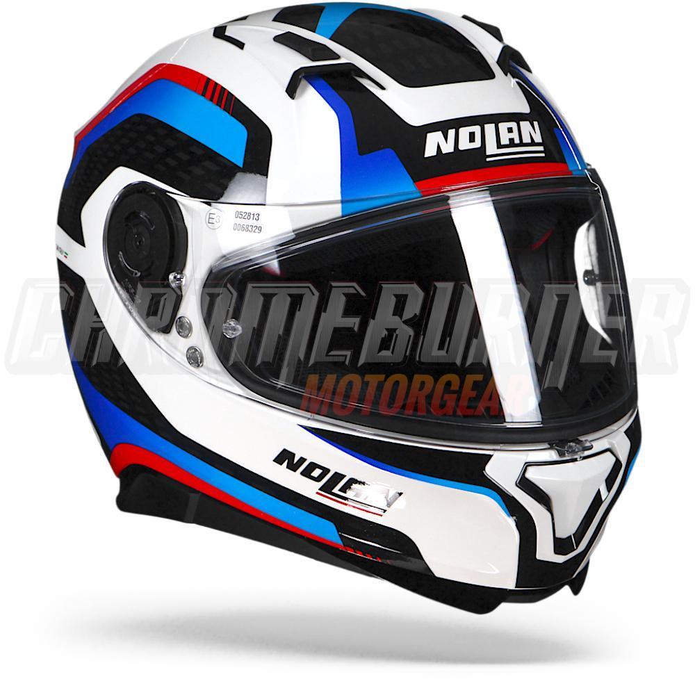 Nolan N87 Arkad N-COM 040 Metal White Blue Red, Full-Face Helmet | eBay