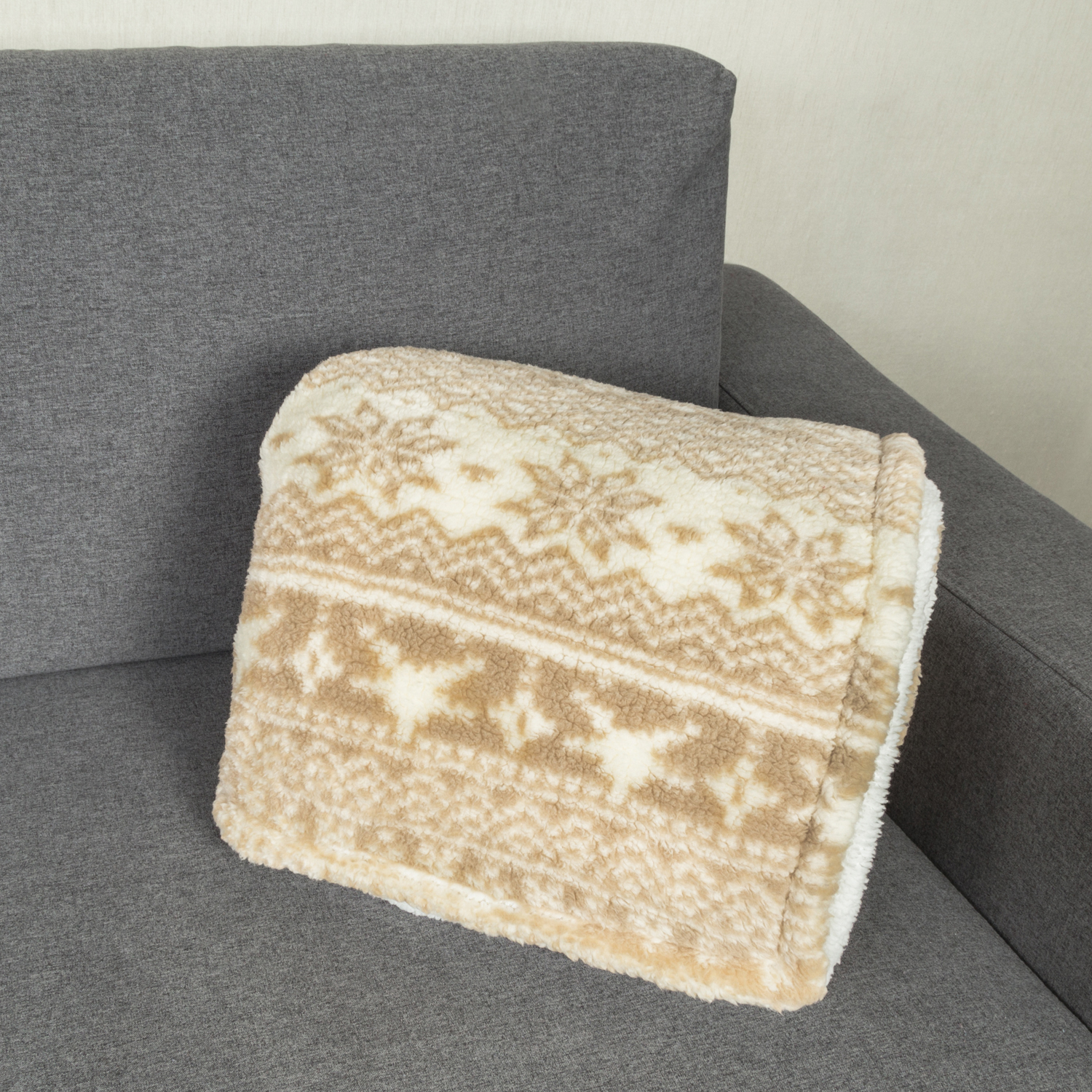 Catalonia Sherpa Snowflake Throw Blanket,Lambswool Reversible Plush ...