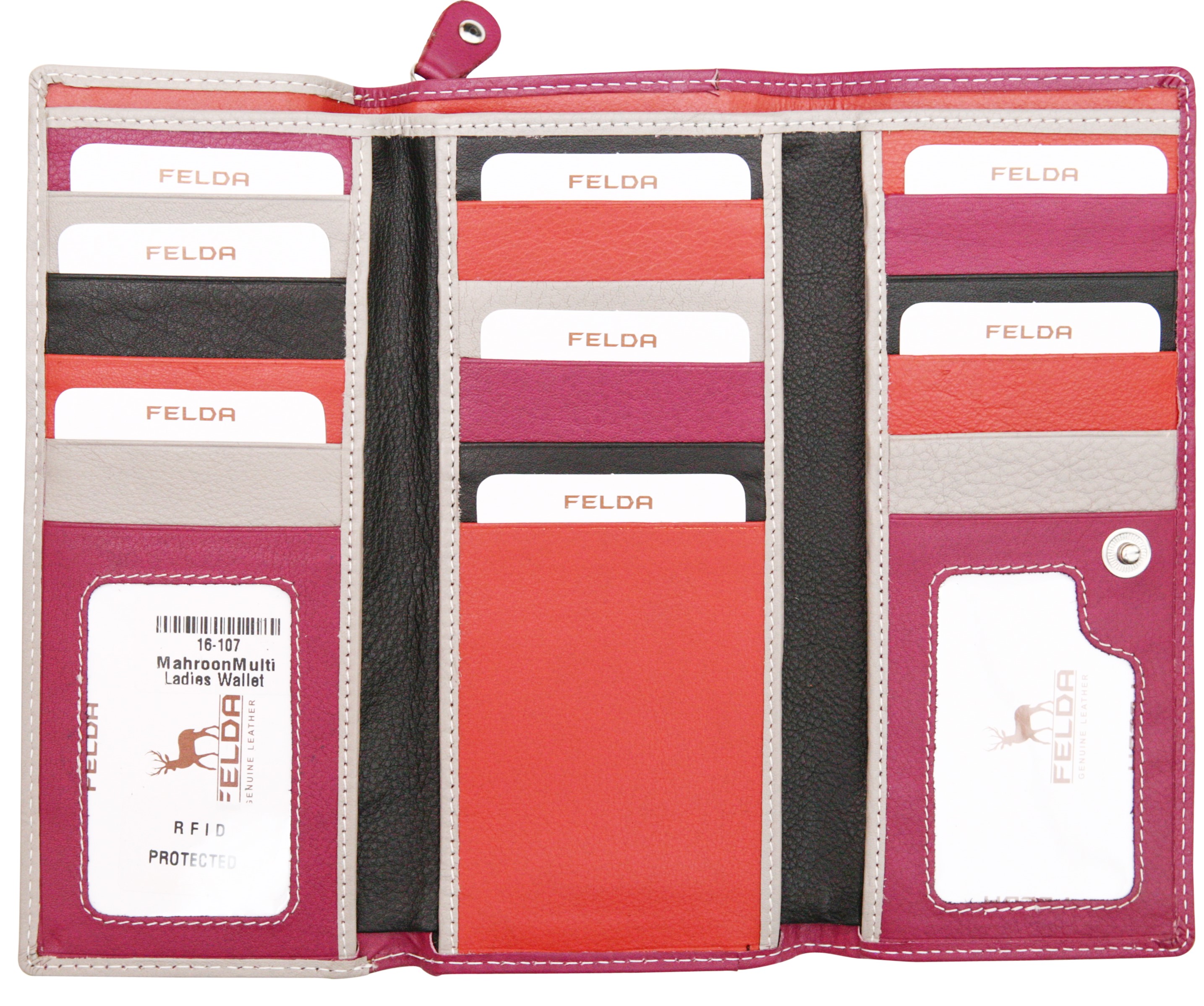 Felda RFID Genuine Leather Ladies Long Coin & 23 Card Purse Wallet ...