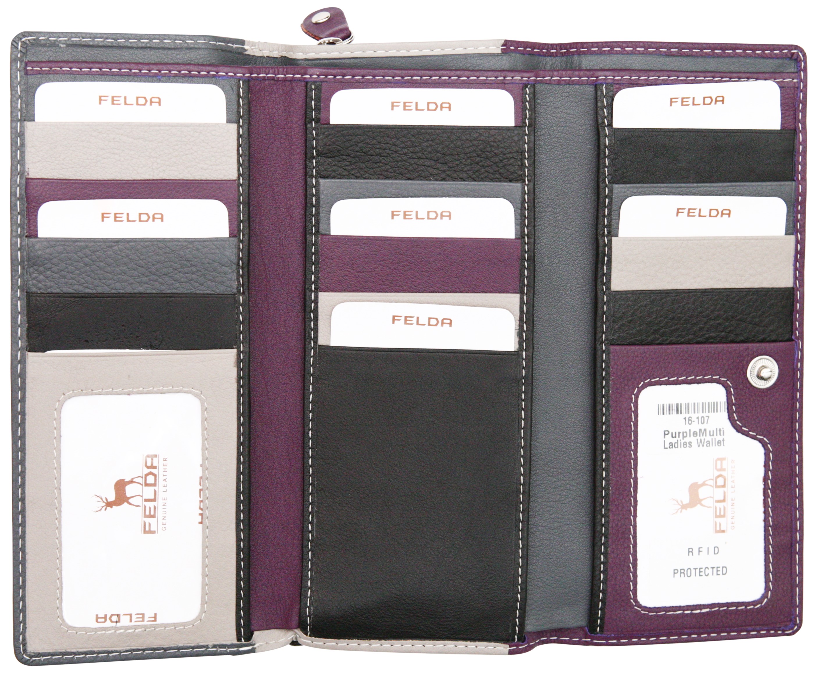 Felda RFID Genuine Leather Ladies Long Coin & 23 Card Purse Wallet ...
