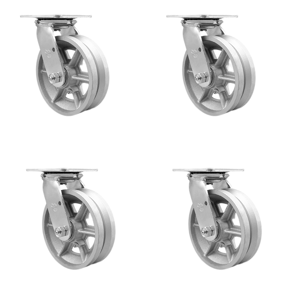 Service Caster 6 Inch V Groove Semi Steel Swivel Caster Set With Roller service-caster-6-inch-v-groove-semi-steel-swivel-caster-set-with-roller