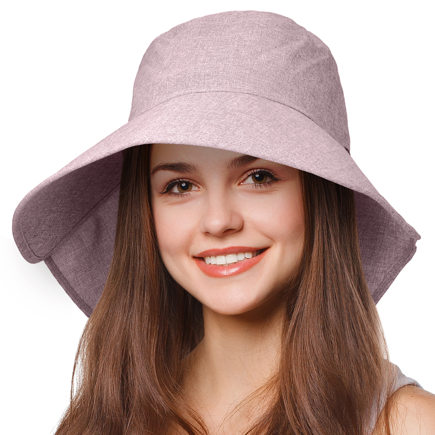Women Sun Hat Wide Brim Sun Protection Hat w/ Flap Neck Cover for ...