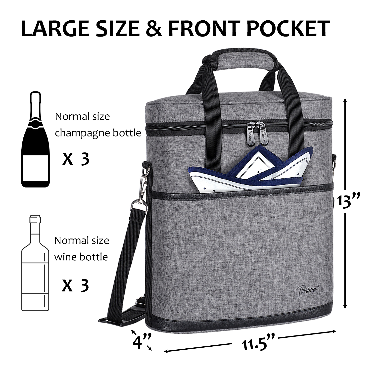 Wine Carrier Tote Bag Insulated 3 Bottle Cooler Carrying Case for ...