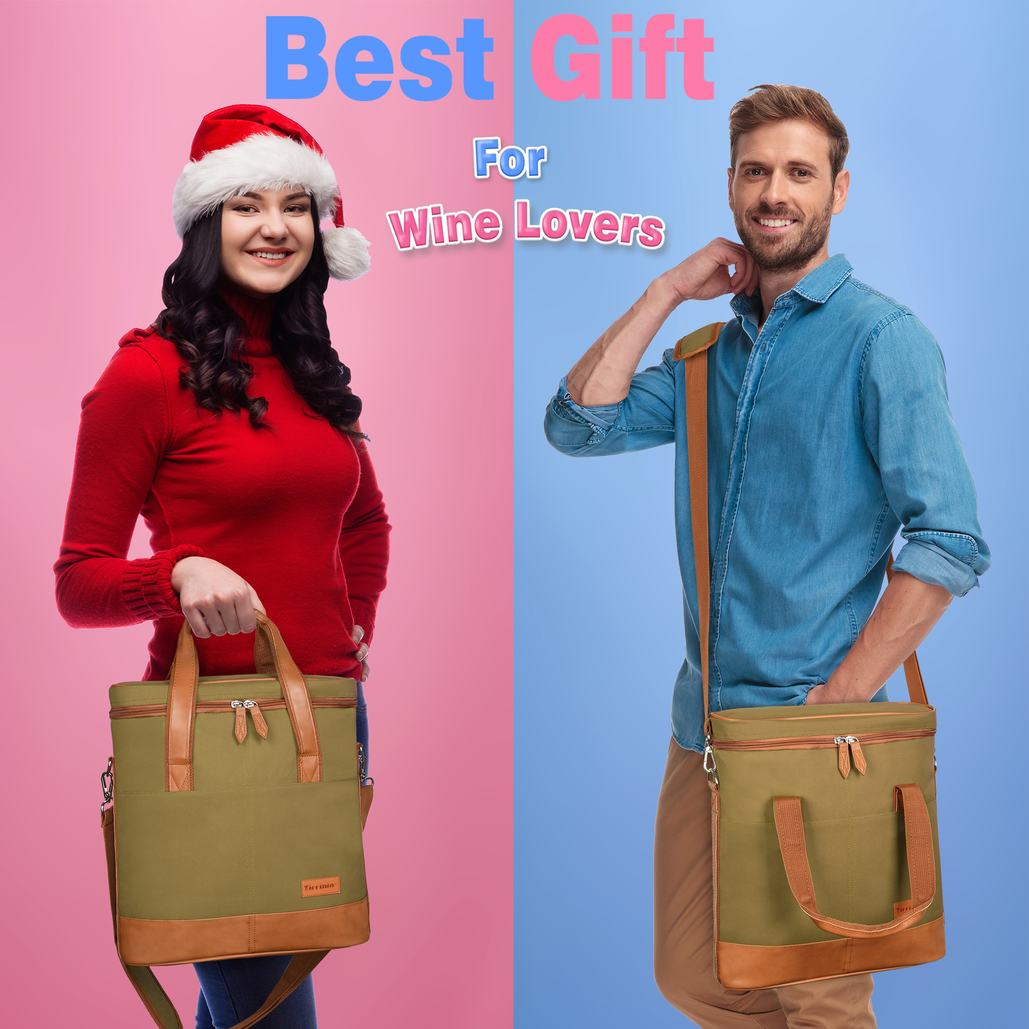 Tirrinia Insulated Wine Carrier - 3 Bottle Travel Padded Wine Carry ...