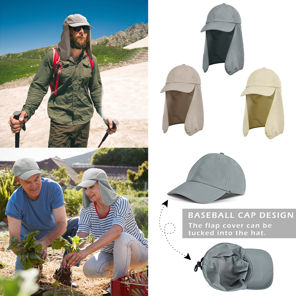 360 Outdoor Sun Hiking Hat Cap Ear Flap Neck Cover Fishing Hunting UV ...