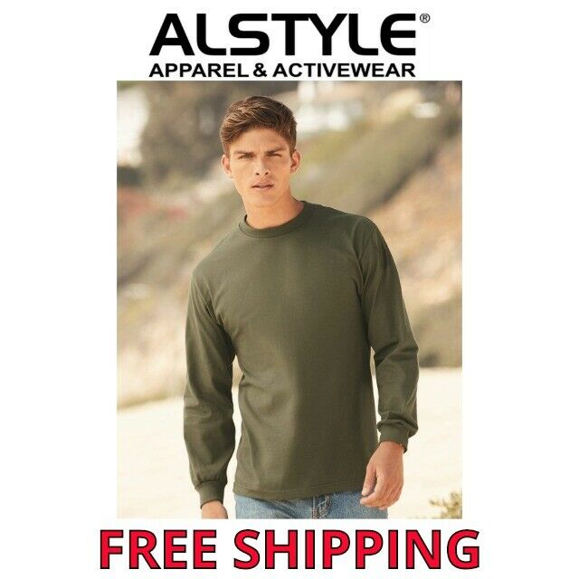 Alstyle AL1304 Adult 6.0 oz., 100% Cotton Long-Sleeve T-Shirt | eBay