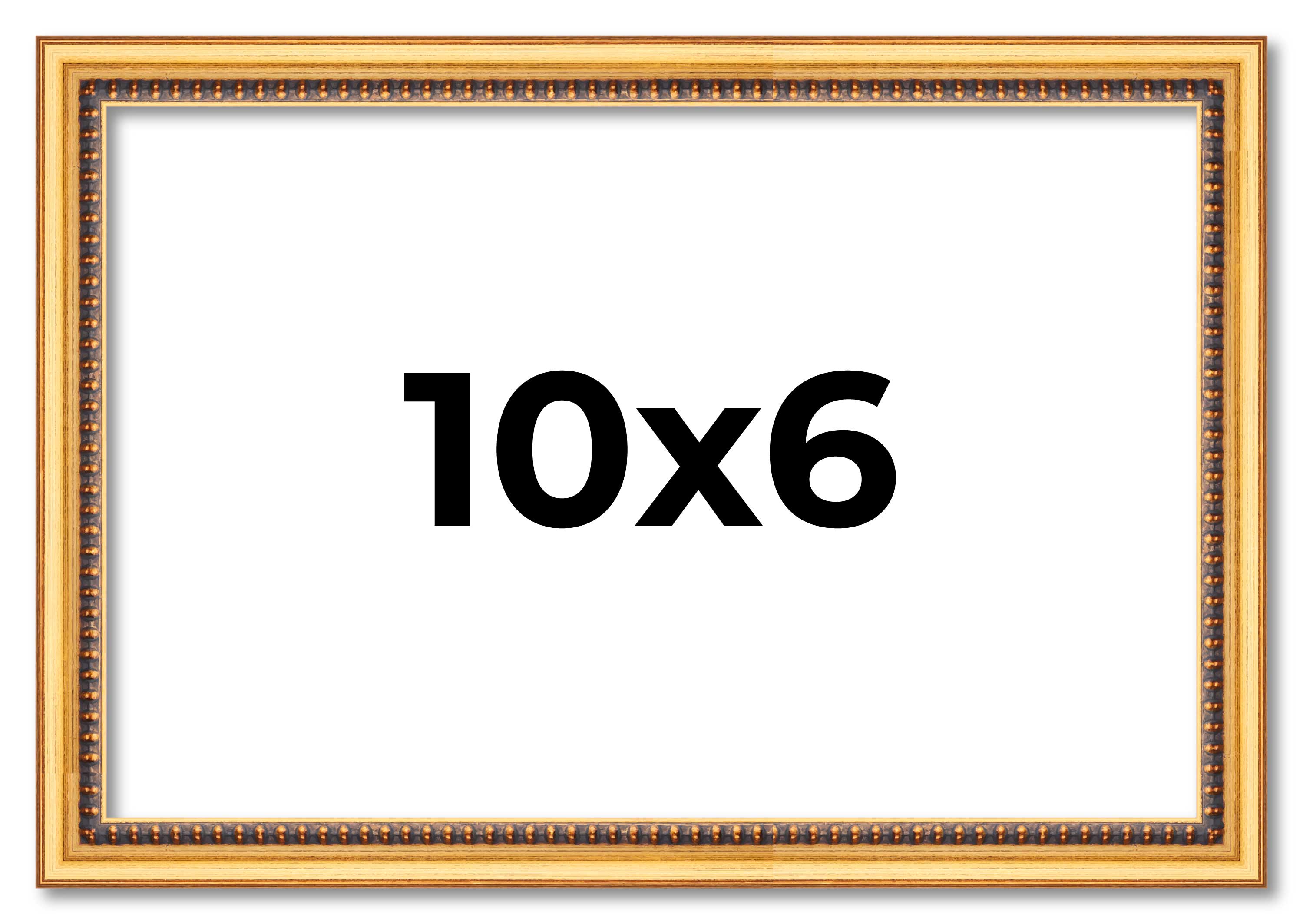 10x6 Frame Beaded Gold Solid Wood Picture Frame | 0.75 Inches Moulding ...