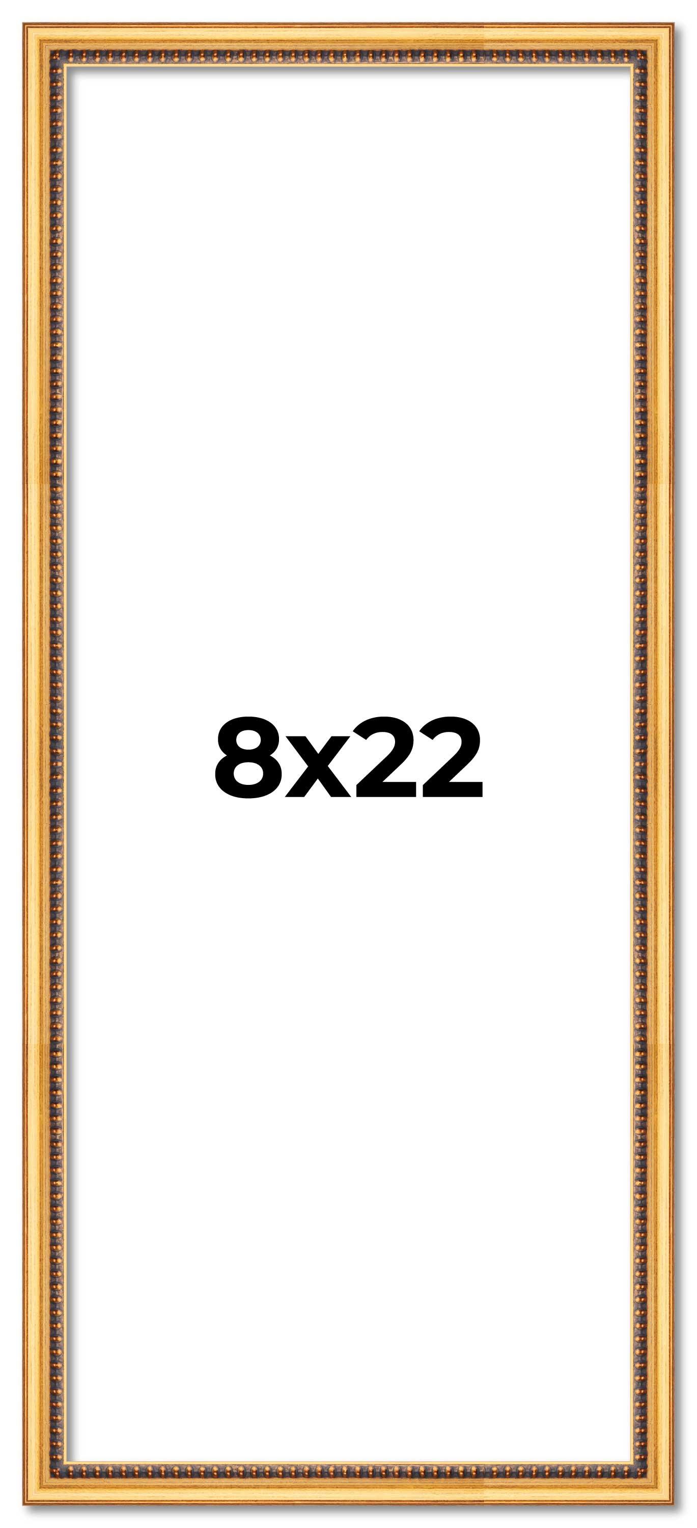 8x22 Frame Beaded Gold Solid Wood Picture Frame | 0.75 Inches Moulding ...