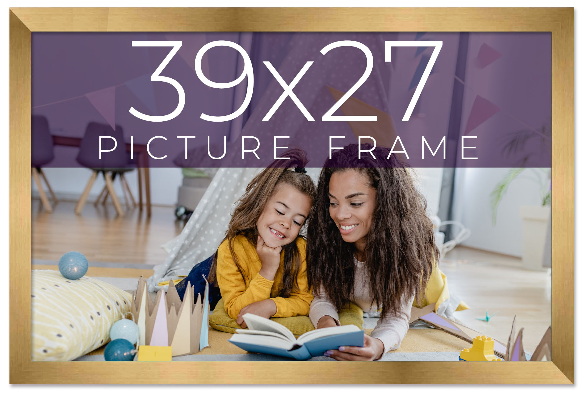 39x27 Frame Gold Bronze Solid Wood Picture Frame Width 0.75 Inches ...