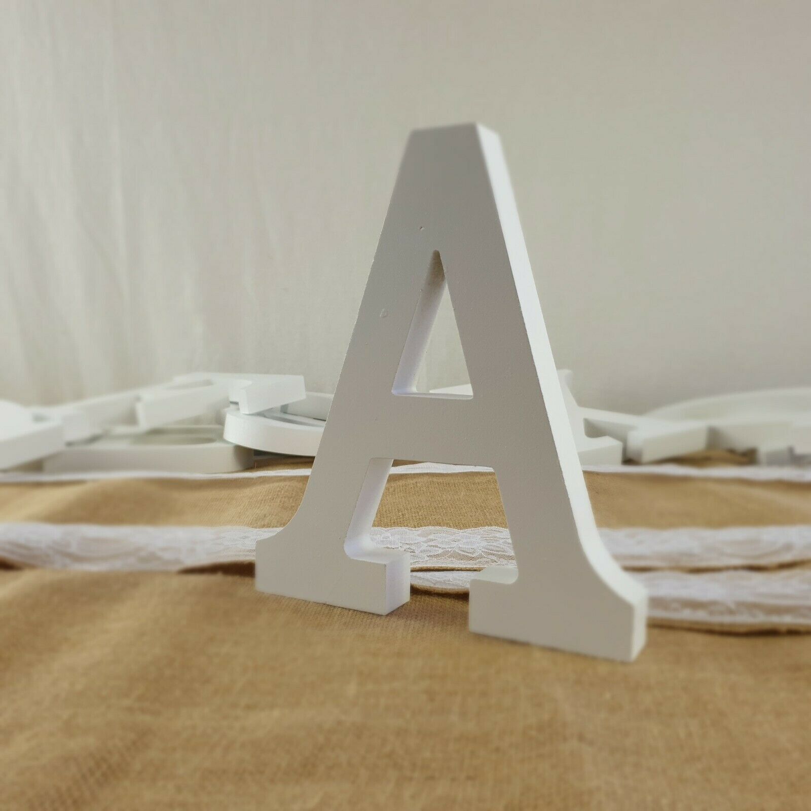 LARGE WOODEN LETTERS White 23cm Alphabet Letter Wedding Home Birthday ...