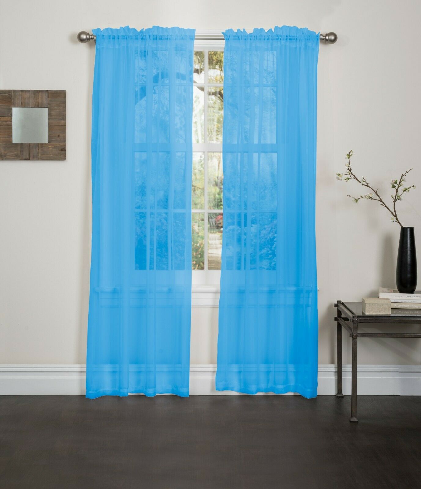 Sheer Window Curtain Single Panel Lisa 55x84 Rod Pocket Solid Colors | eBay