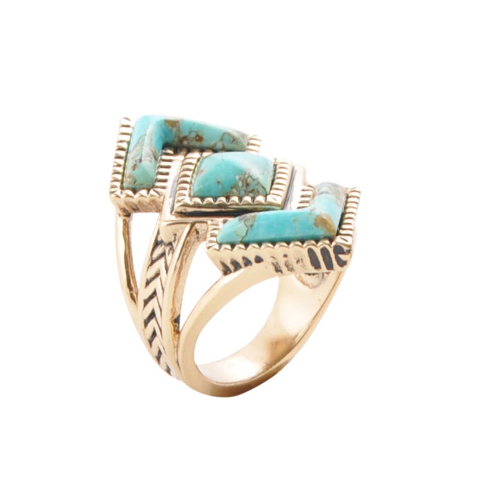 Rattler Turquoise Stone Ring-Bronze | eBay