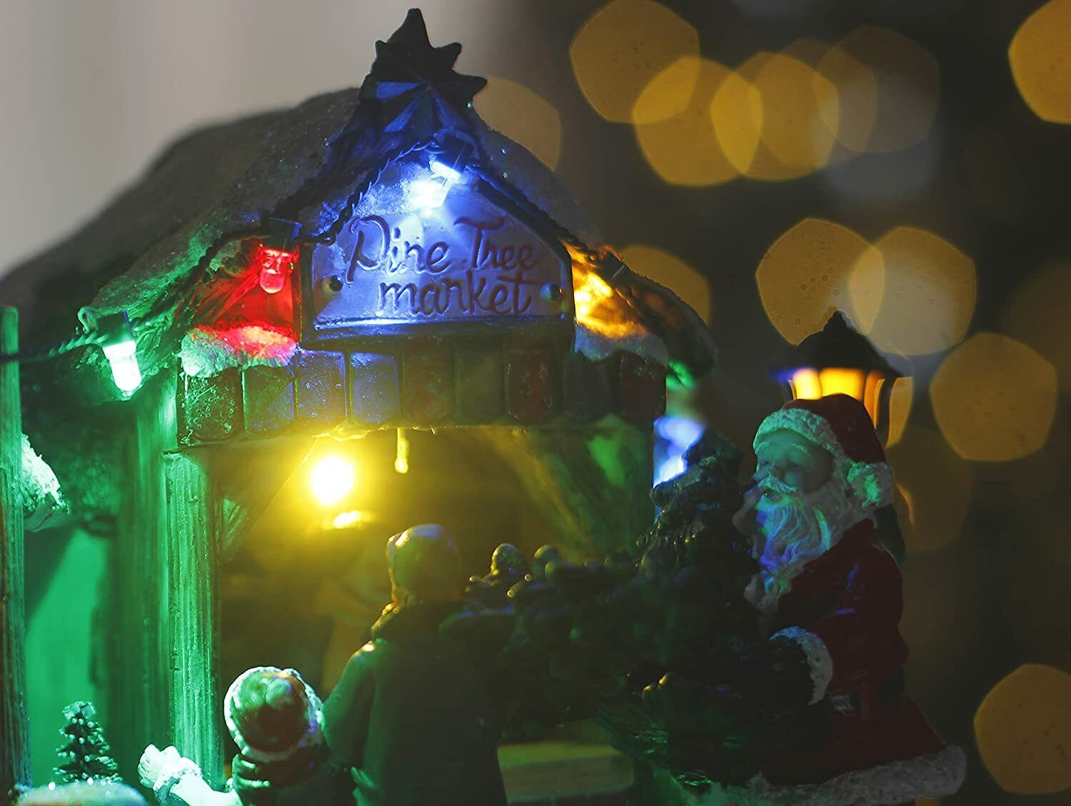 Christmas Village Scene Ornaments Musical LED Moving Xmas Decoration ...