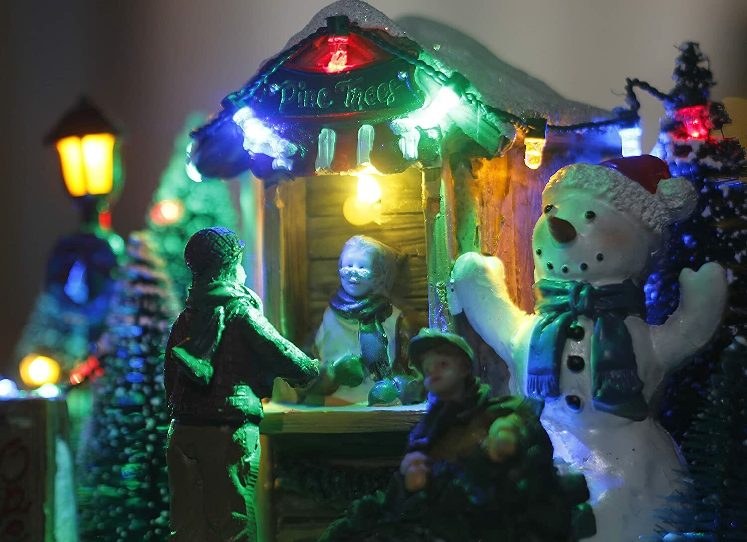 Christmas Village Scene Ornaments Musical LED Moving Xmas Decoration ...