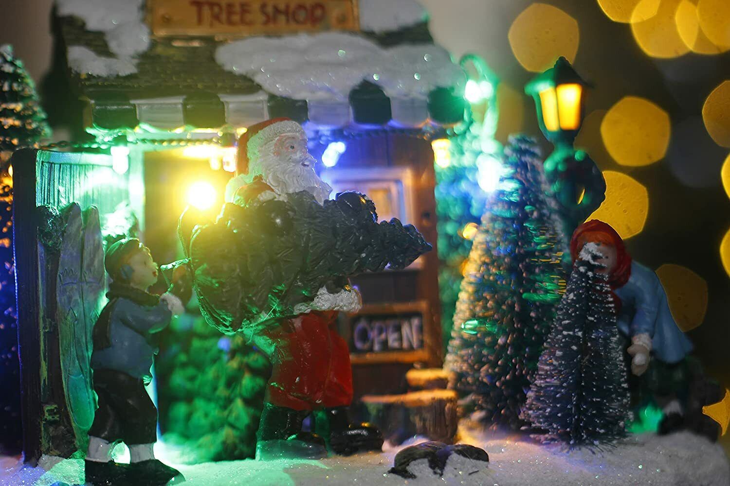 Christmas Village Scene Ornaments Musical LED Moving Xmas Decoration ...