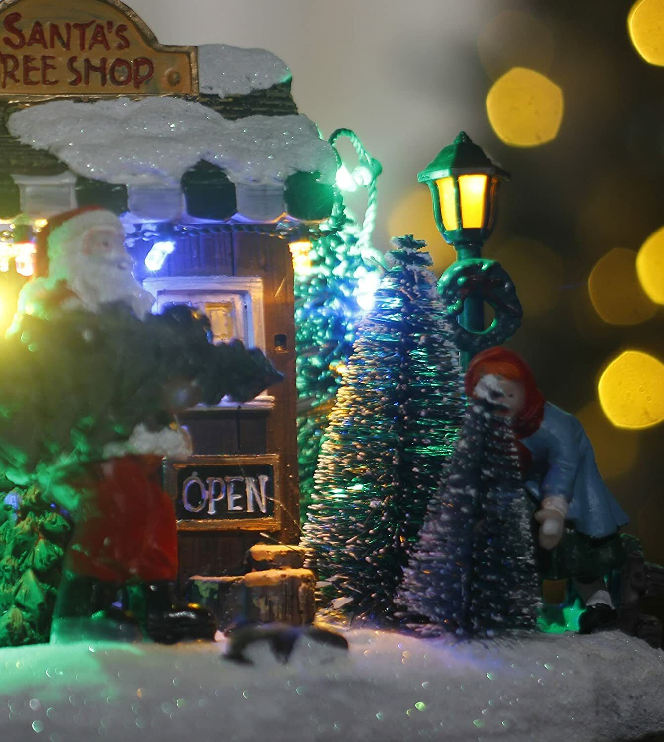 Christmas Village Scene Ornaments Musical LED Moving Xmas Decoration ...