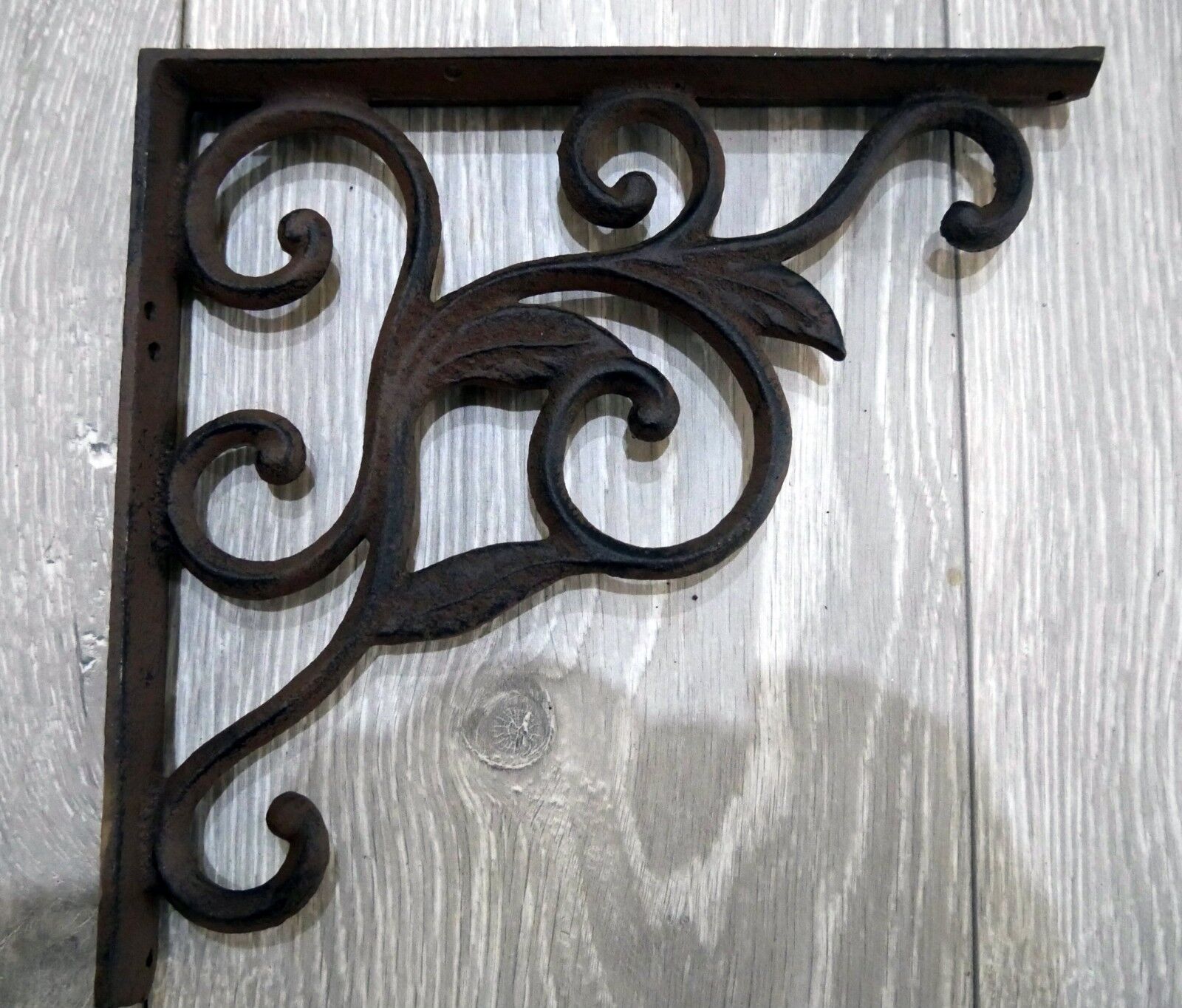 Cast Iron Wall Brackets Shelf Holder Black Scroll Home Decor Shelving ...