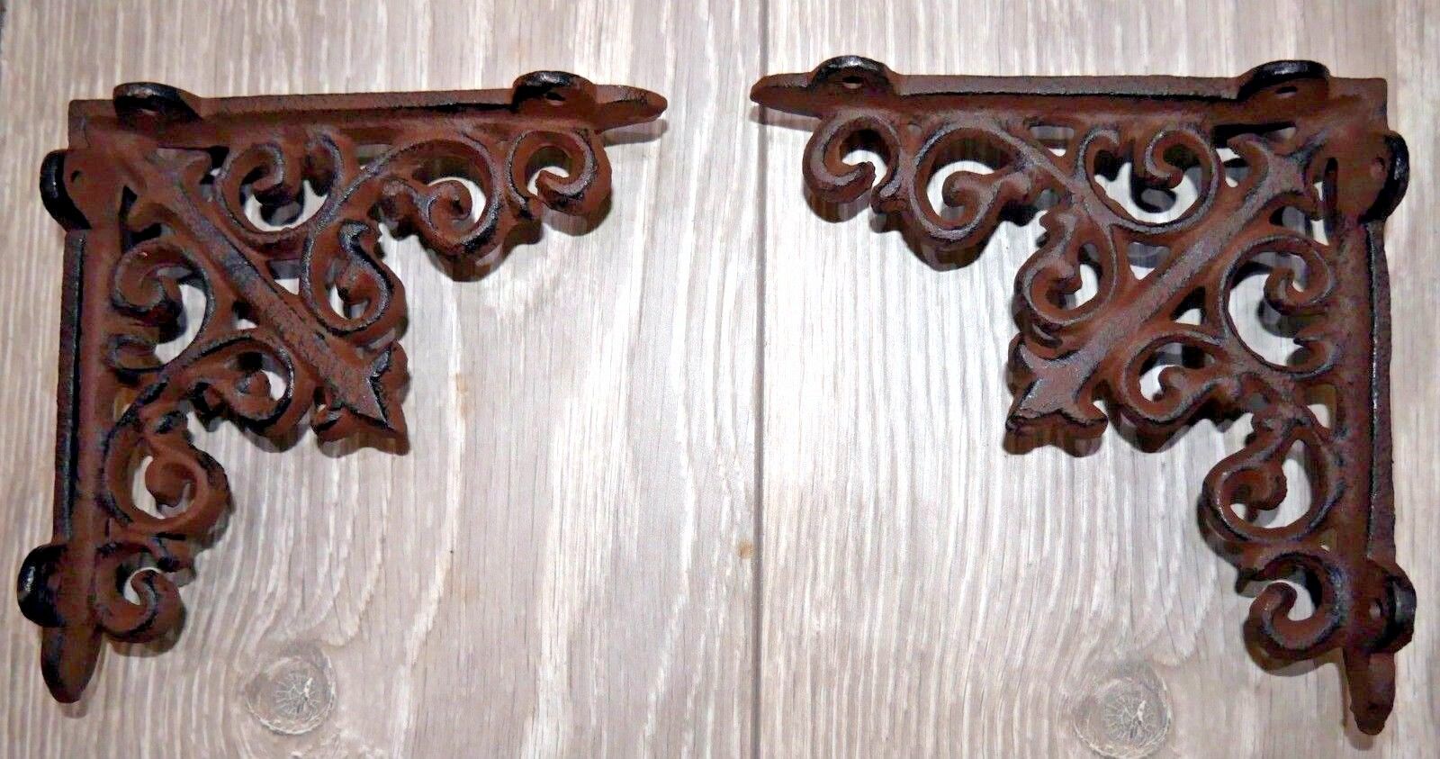 Cast Iron Wall Brackets Shelf Holder Black Scroll Home Decor Shelving ...
