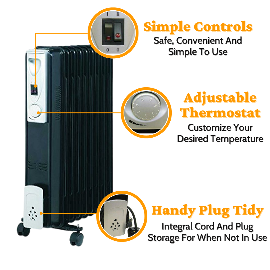 5/7/9/11 Fin 240V Portable Electric Oil Filled Radiator Electric ...