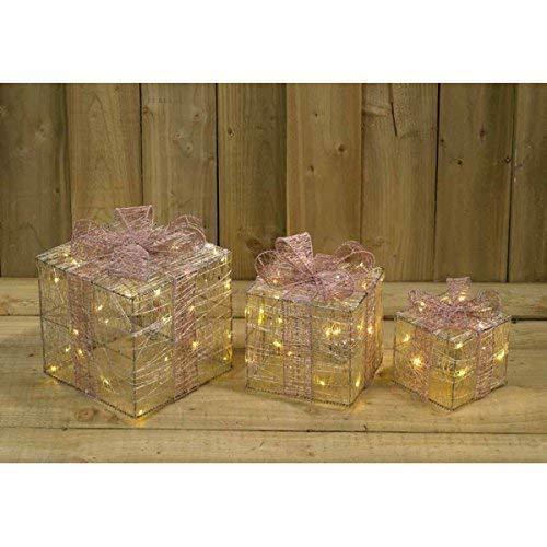 3x LED Battery Powered Light Up Glitter Sparkle Christmas Present Boxes ...