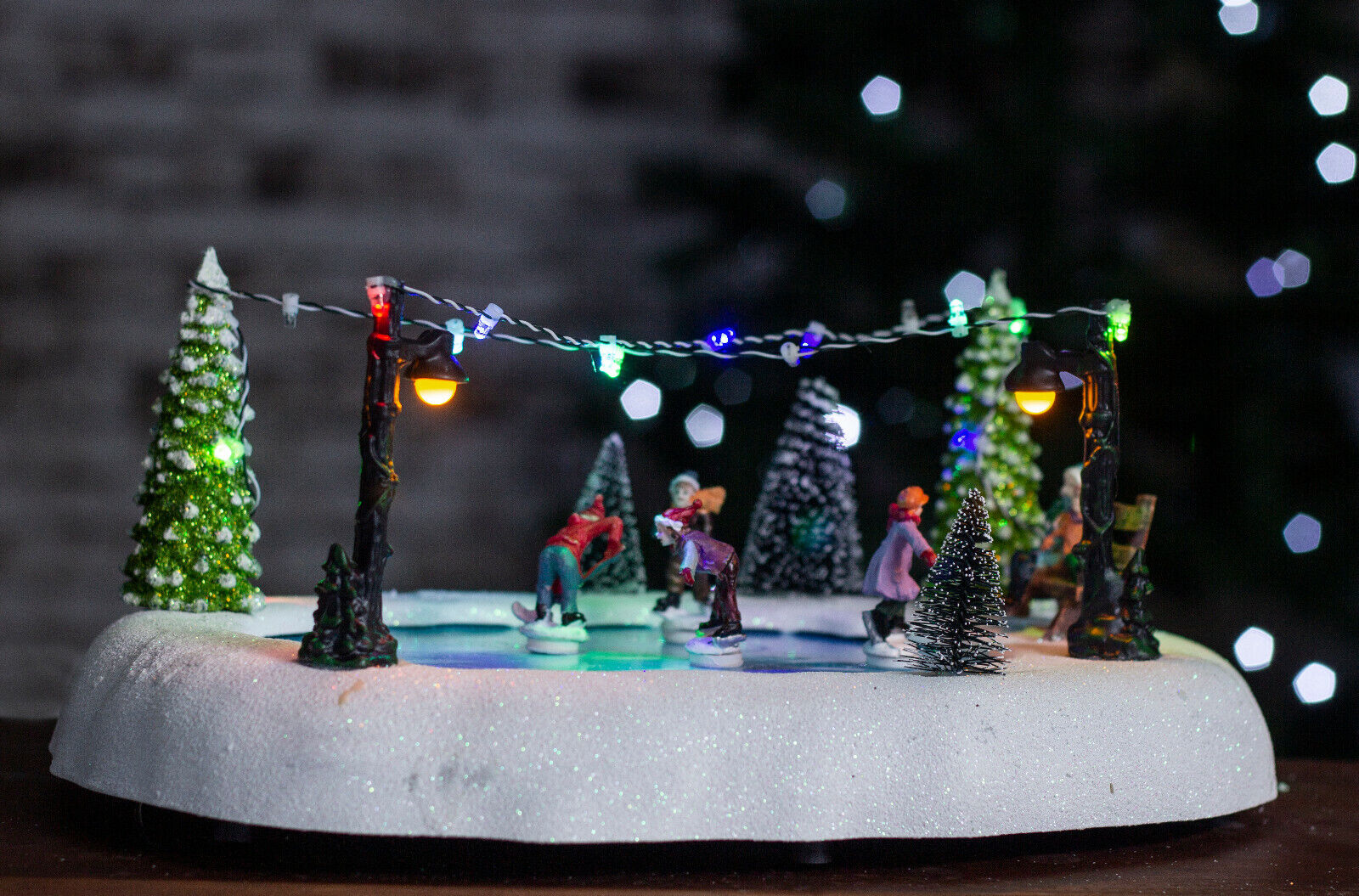 Christmas Village Scene Ornaments Musical LED Moving Xmas Decoration ...