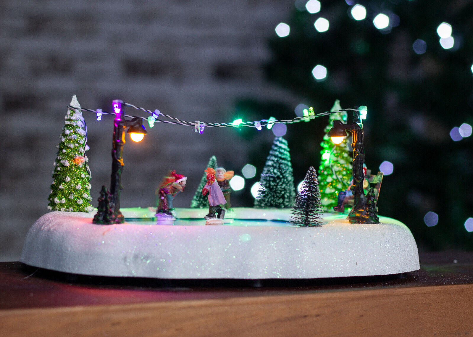 Christmas Village Scene Ornaments Musical LED Moving Xmas Decoration ...